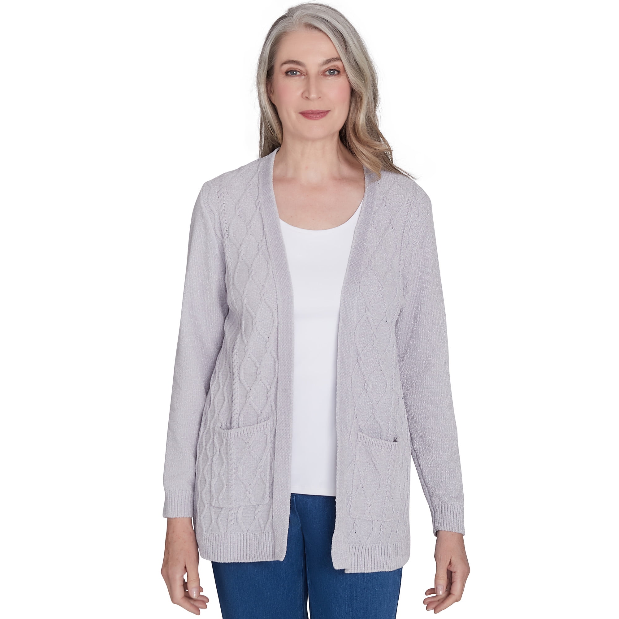 Alfred Dunner Womens Petite Chenille Cardigan With Pockets - Walmart.com