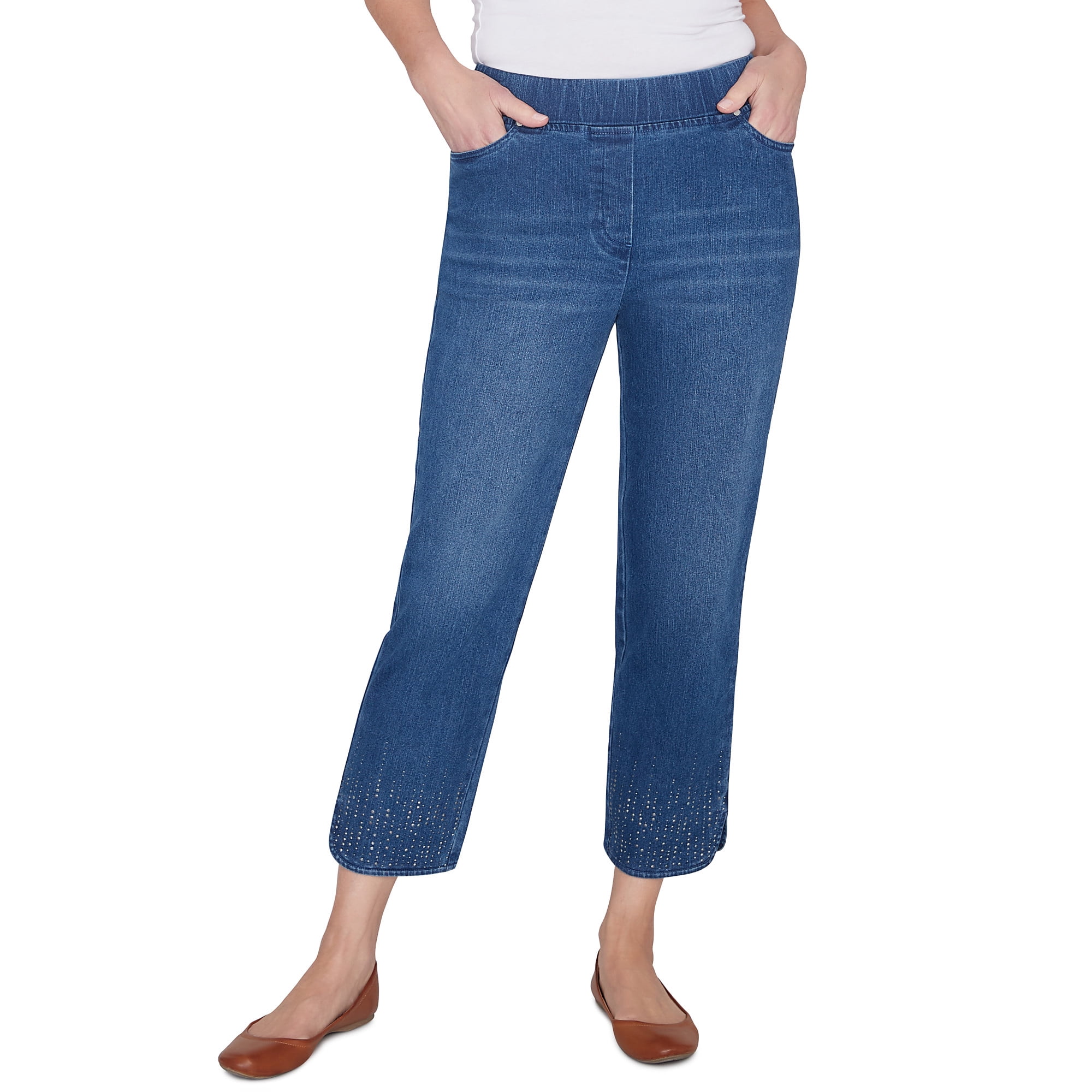 Alfred Dunner Womens Petite Dazzling Hem Faux Fly Pant - Walmart.com