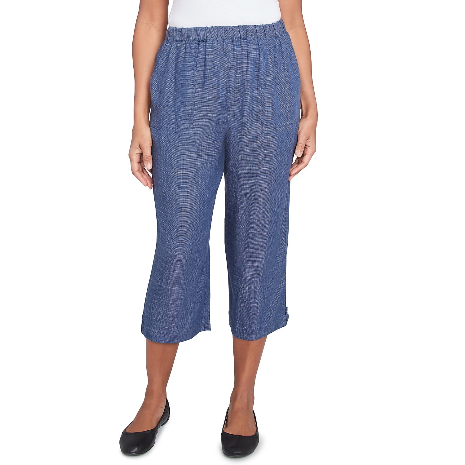 Alfred Dunner Womens Petite Relaxed Button Tab Capri - Walmart.com