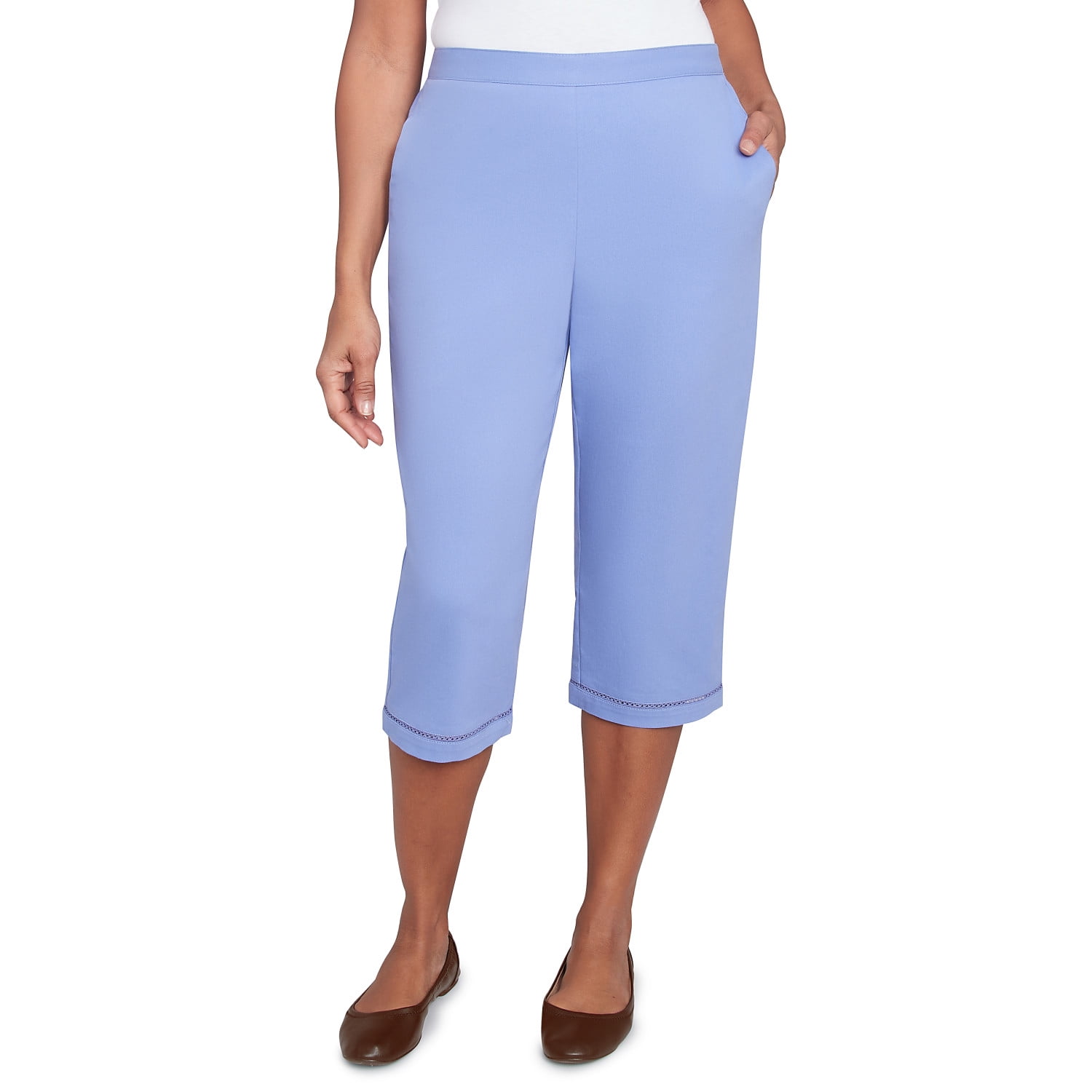Alfred Dunner Womens Petite Relaxed Crochet Hem Capri - Walmart.com