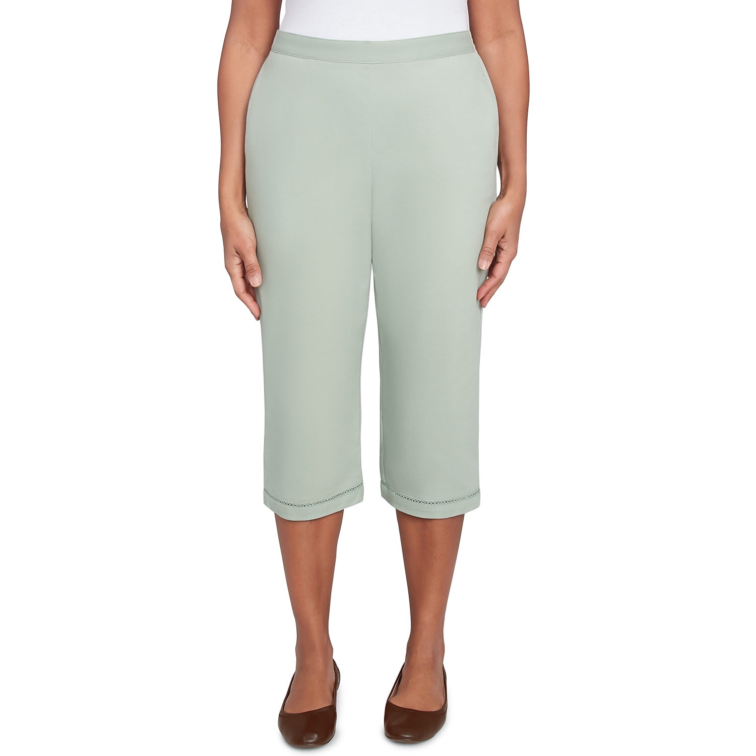 Alfred Dunner Womens Petite Relaxed Crochet Hem Capri - Walmart.com