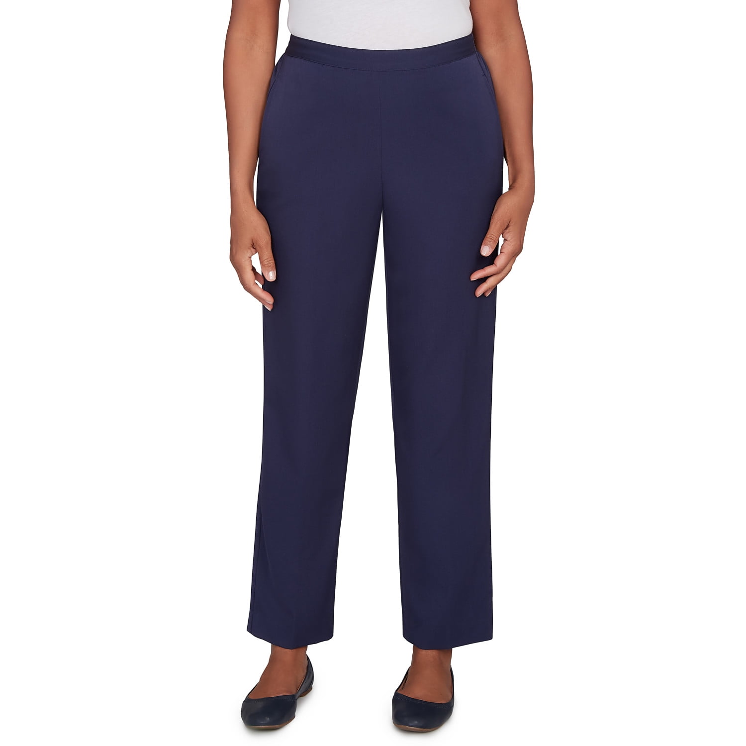 Alfred Dunner Womens Petite Side Seam Pocket Average Length Twill Pant ...