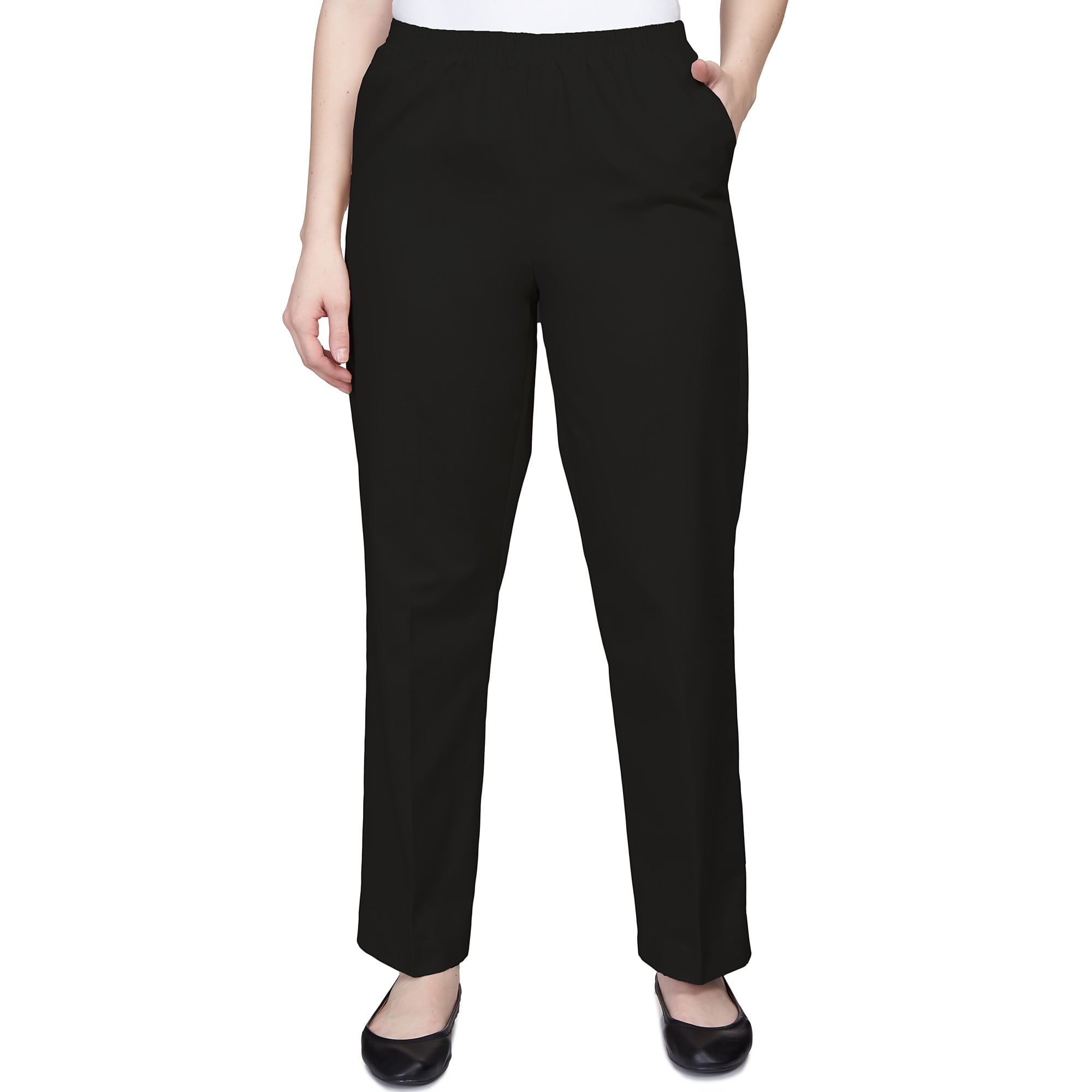 Alfred Dunner Womens Petite Soft Twill Mid-Rise Regular Fit Straight ...