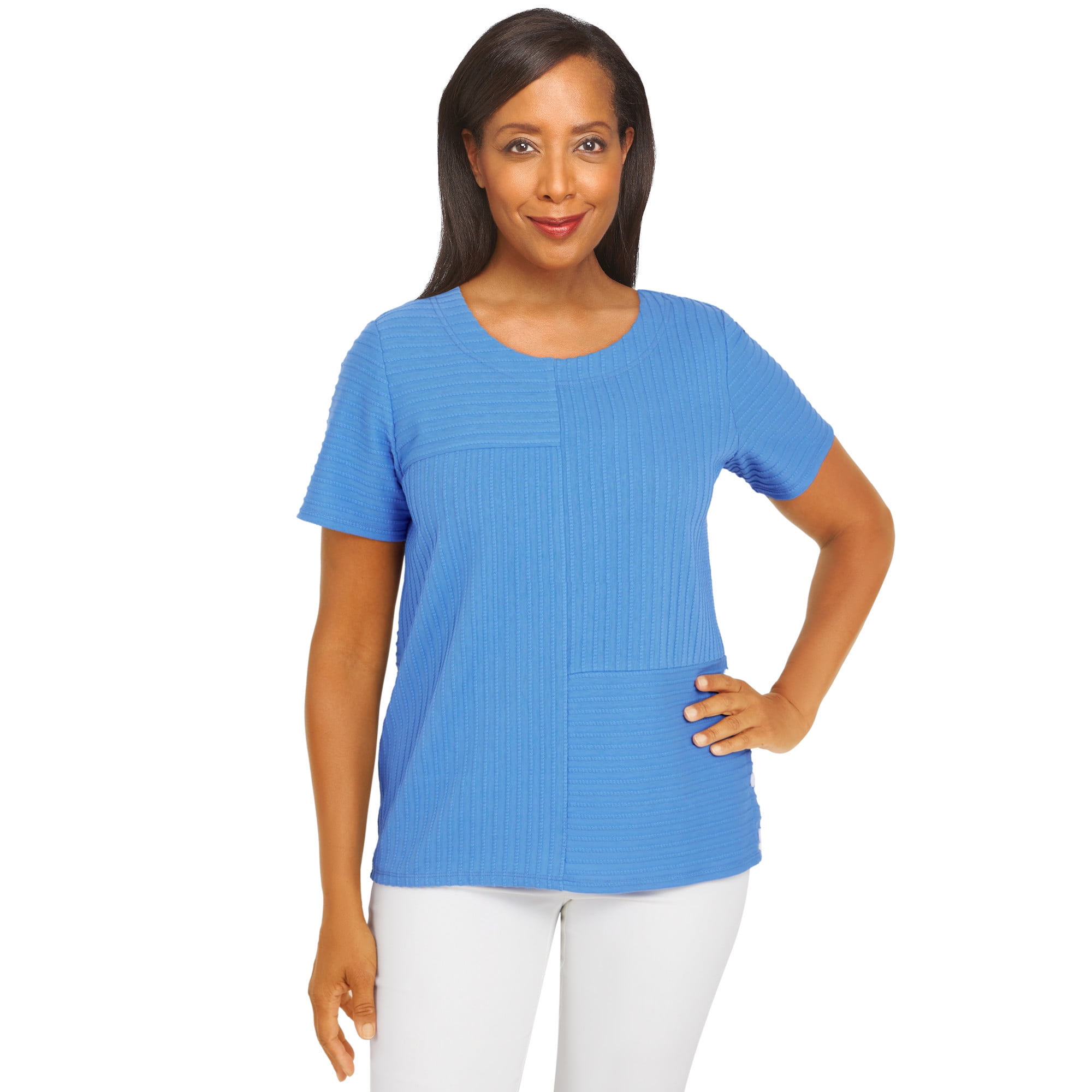 Alfred Dunner Womens Petite Spliced Ottoman Texture Knit Top - Walmart.com