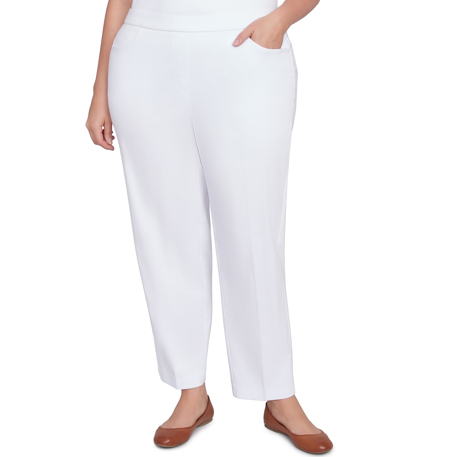 Alfred Dunner Womens Plus-Size Classic Allure Fit Proportioned Pant With Elastic Comfort ...
