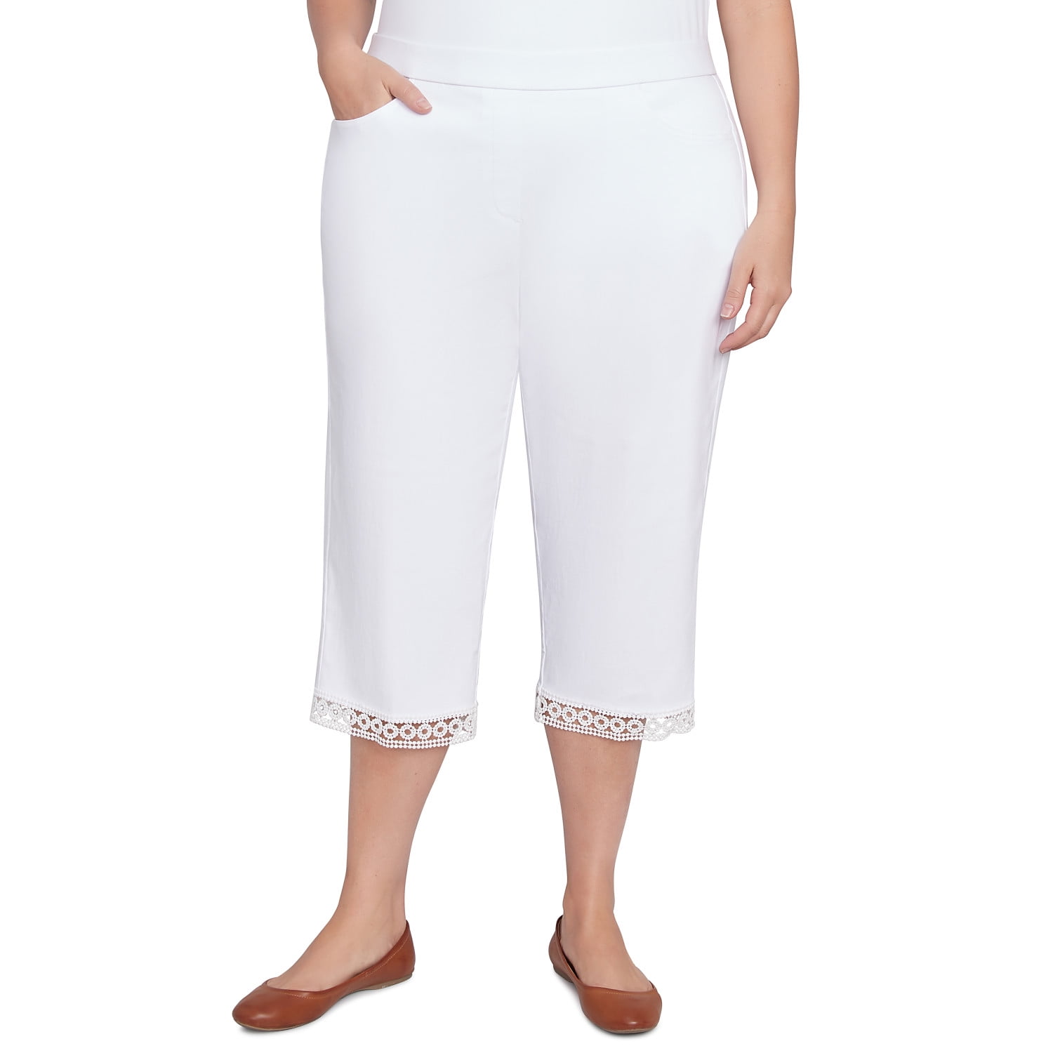 Alfred Dunner Womens Plus-Size Comfort Allure Embellished Capri Pant ...