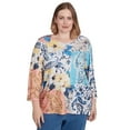 Alfred Dunner Womens Plus-Size Floral Patch Drawstring Top - Walmart.com