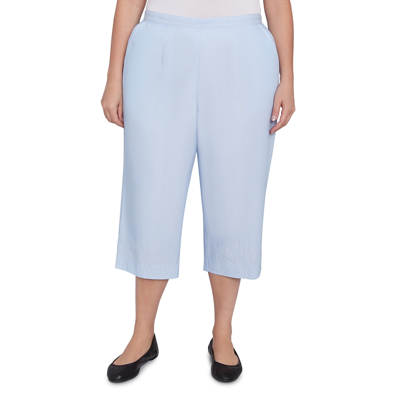 Alfred Dunner Womens Plus-Size Heat Set Embroidered Capri - Walmart.com