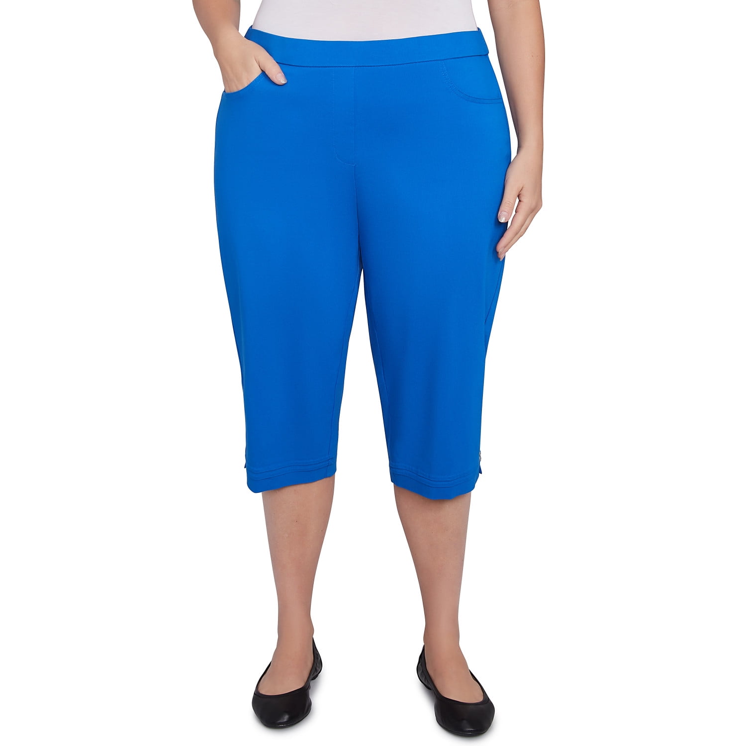 Alfred Dunner Womens Plus-Size Novelty Cuff Tummy Control Capri ...