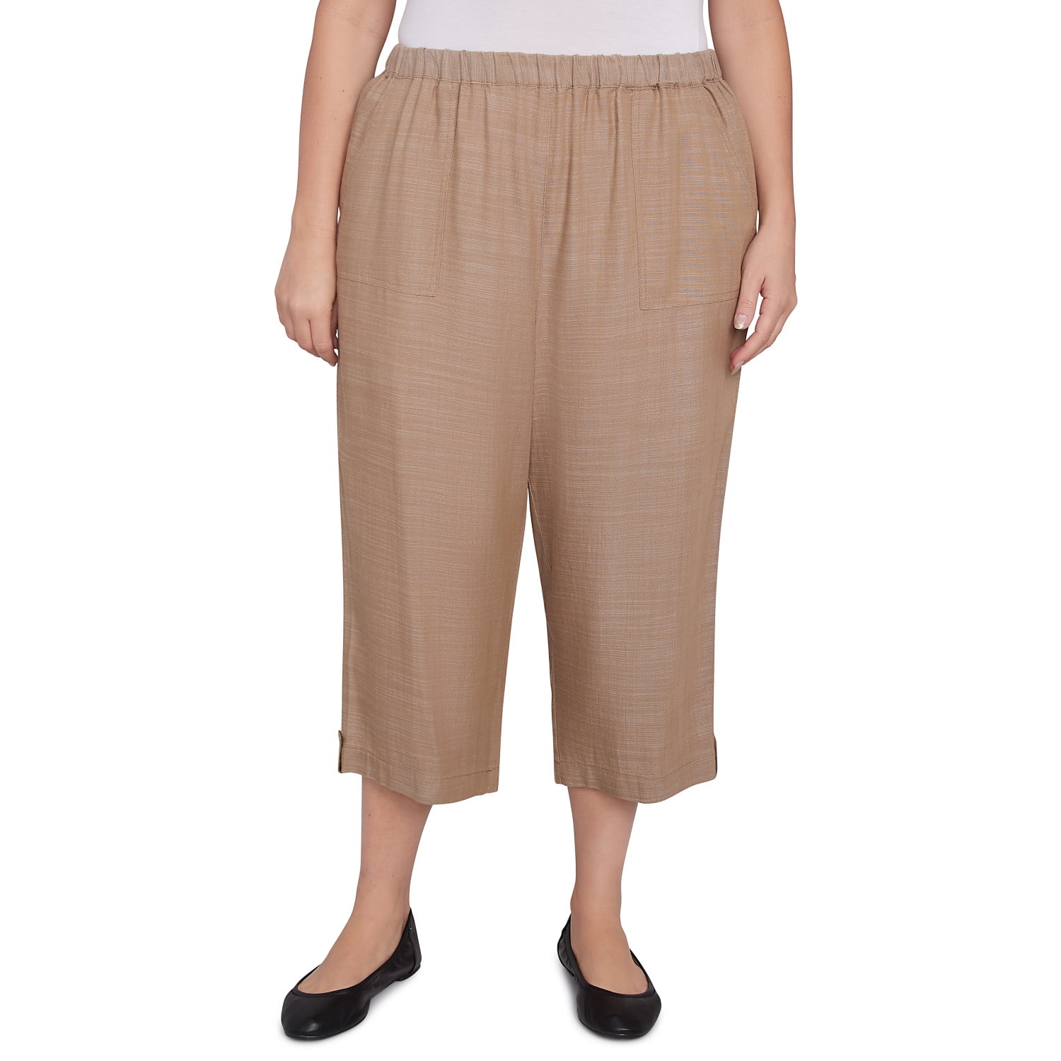 Alfred Dunner Womens Plus-Size Relaxed Button Tab Capri - Walmart.com