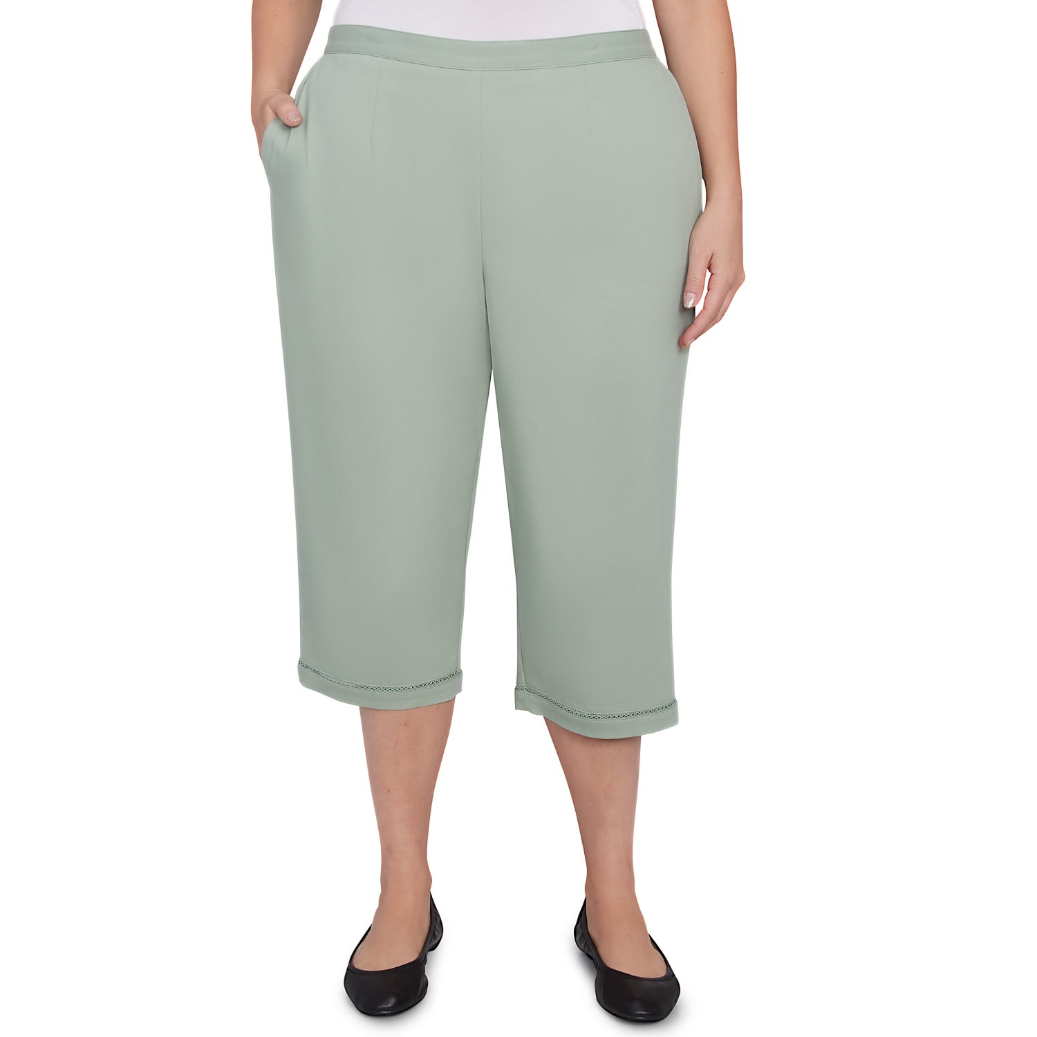Alfred Dunner Womens Plus-Size Relaxed Crochet Hem Capri - Walmart.com