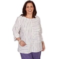 Alfred Dunner Womens Plus-Size White Textured Rainbow Stripe Top ...