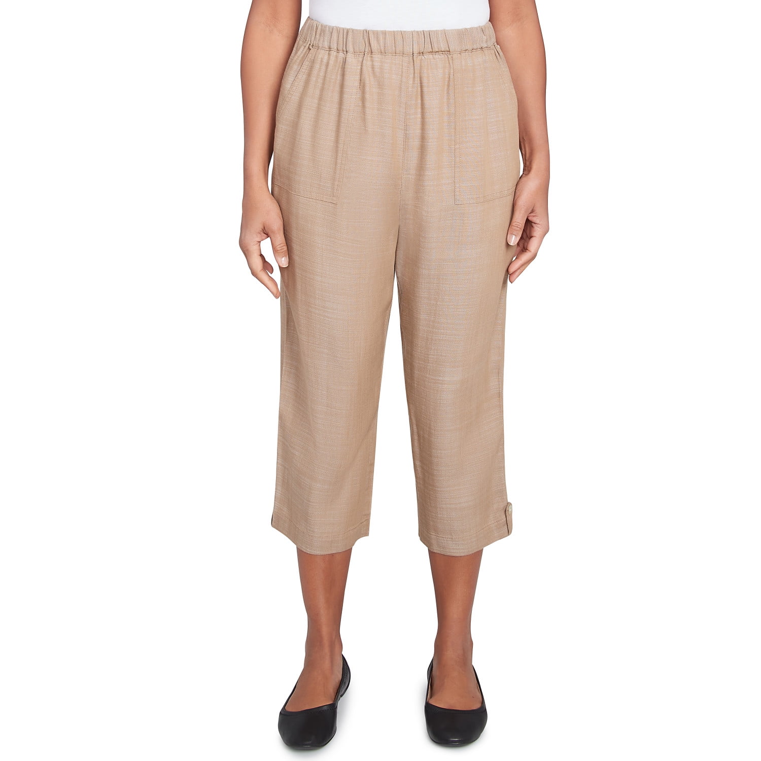 Alfred Dunner Womens Relaxed Button Tab Capri - Walmart.com