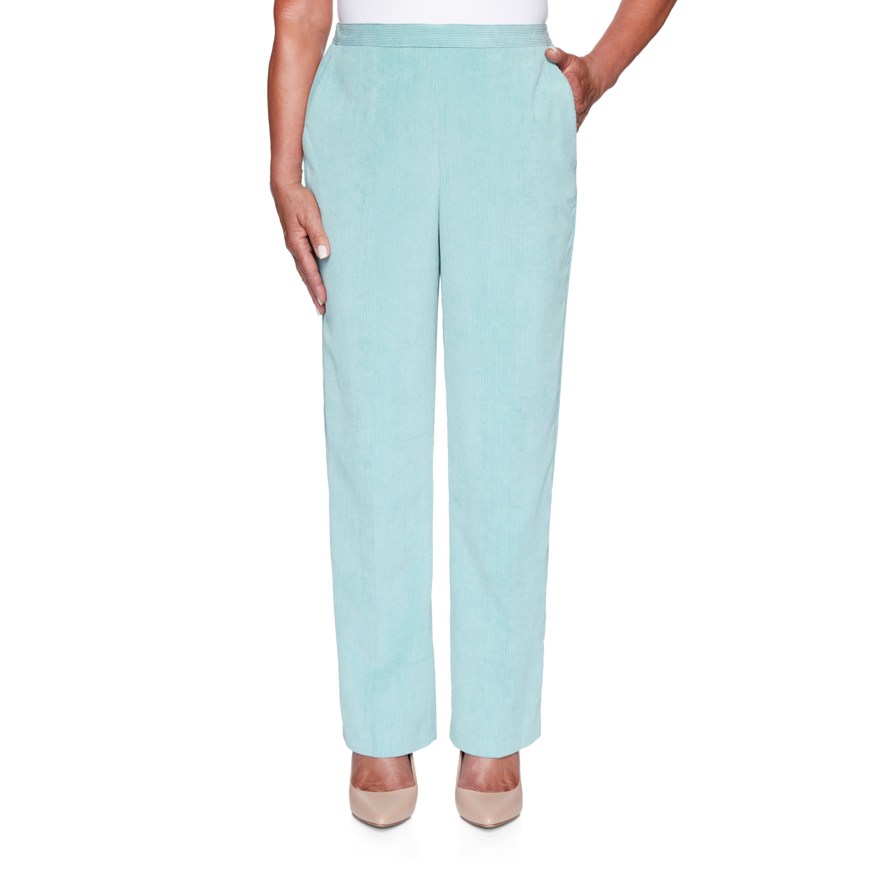 Alfred Dunner Womens Soft Texture Mid Rise Regular Fit Straight Leg ...