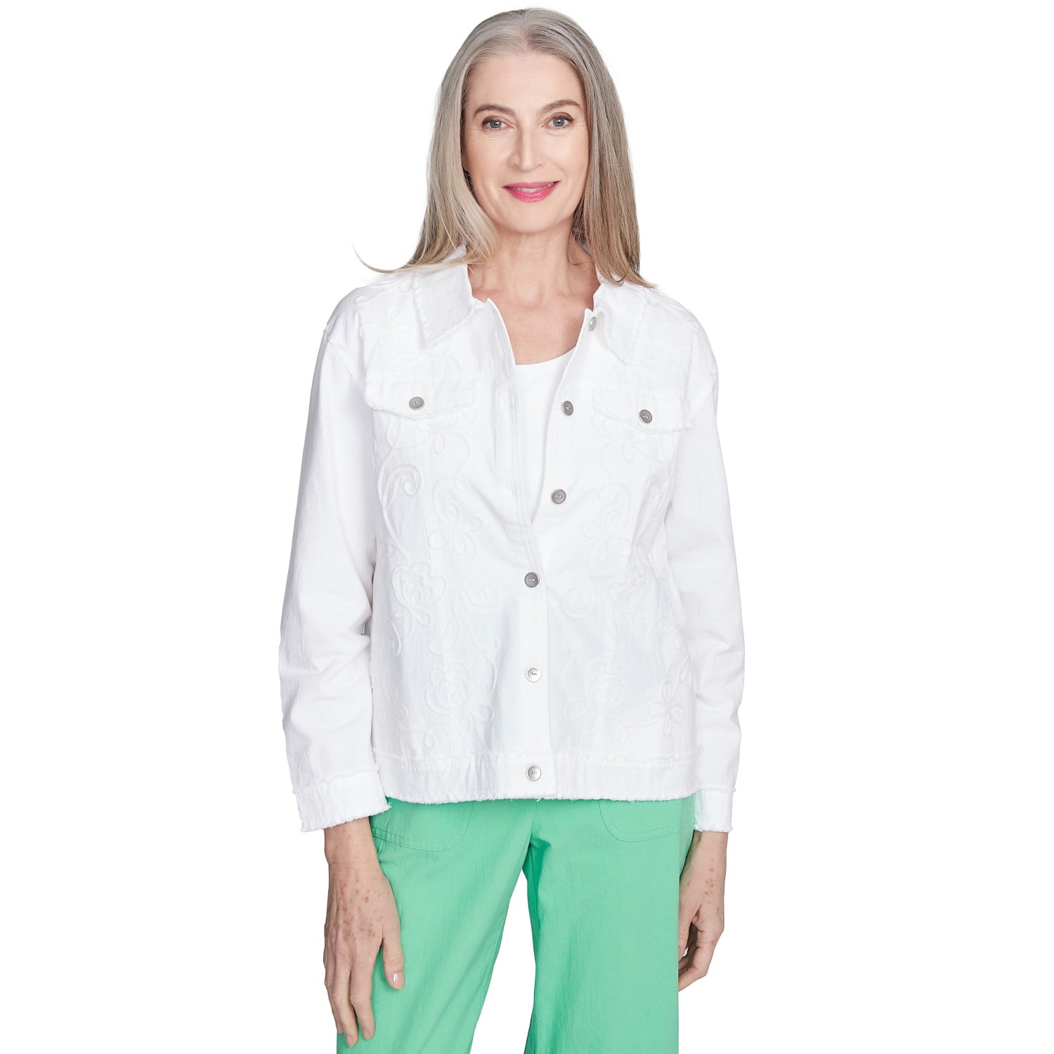 Alfred Dunner Womens Soutache Fringe Trim Jacket - Walmart.com