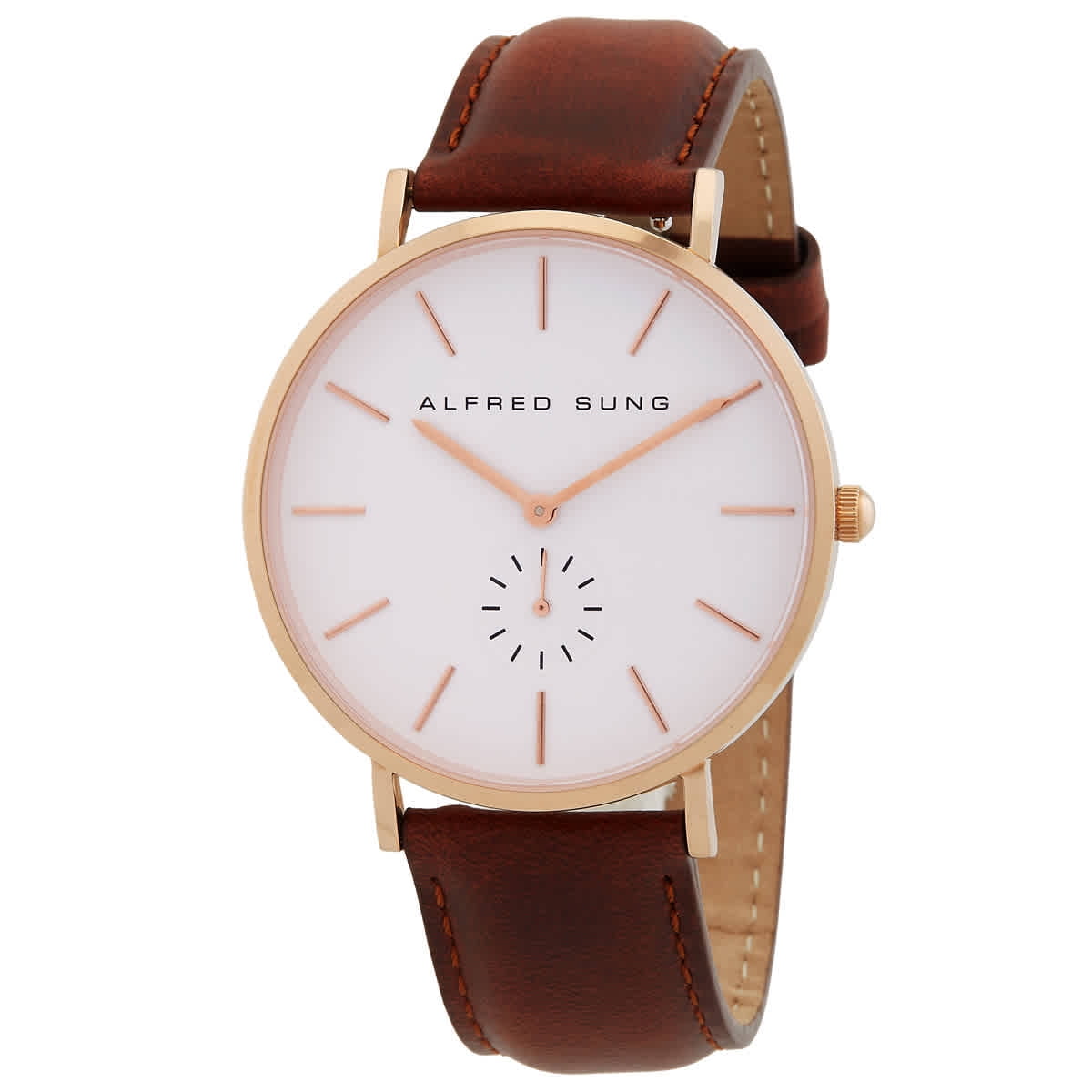 Alfred Sung Ultra Slim Quartz White Dial Watch AS7103RL-5A7 - Walmart.com