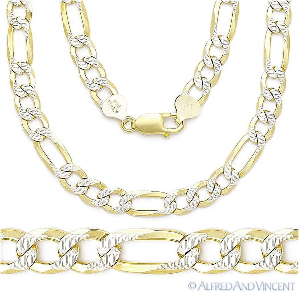 Italian-Made 6.8mm Figaro Link Necklace in .925 Sterling Silver with ...