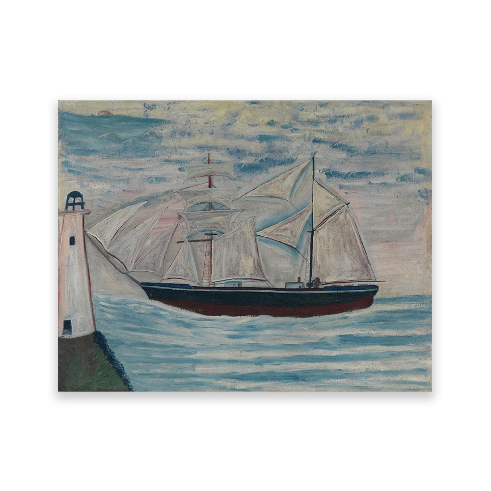Alfred Wallis “Boat and Lighthouse” Reproduction on canvas. Sailboat ...