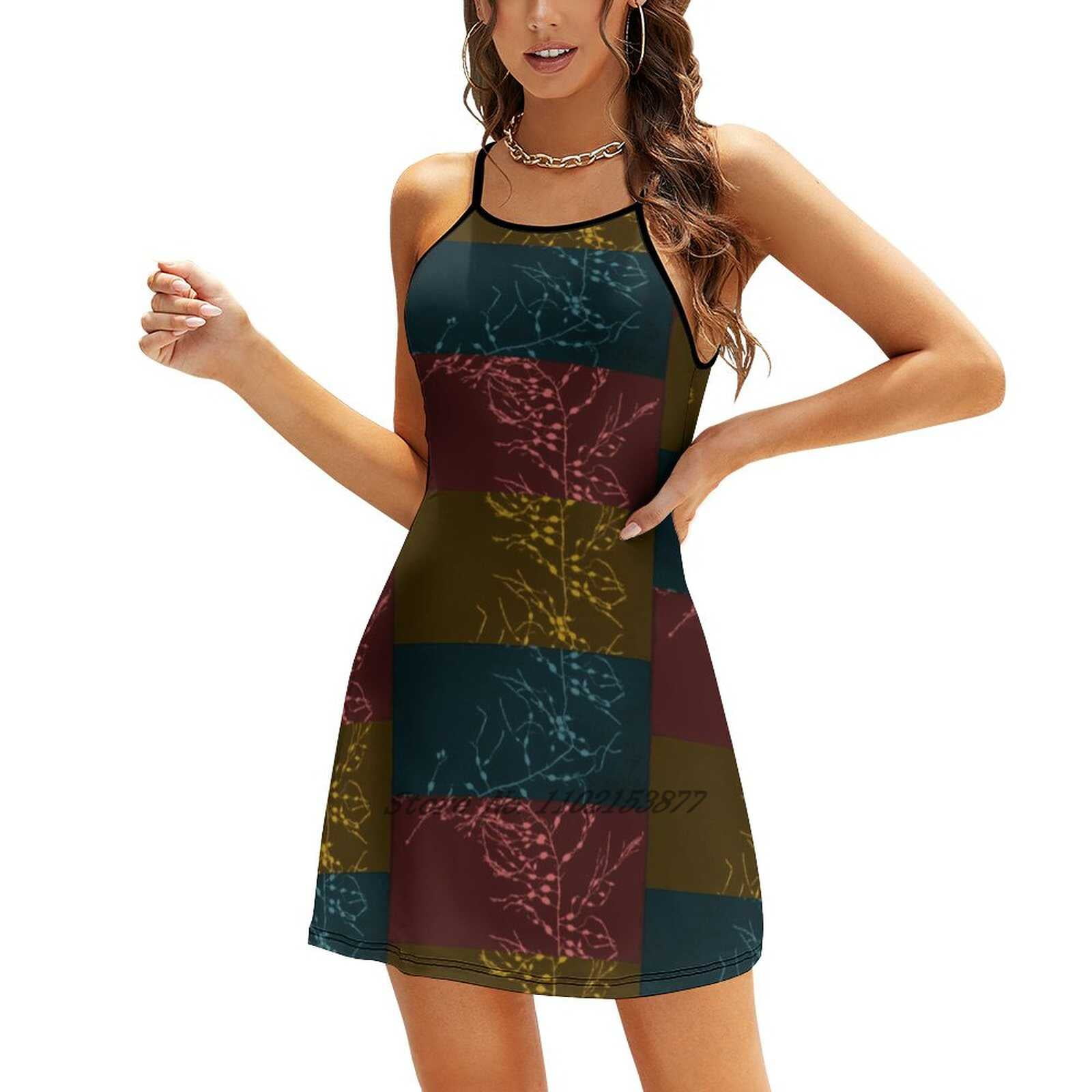 Algae Multicolor Loose Pocket Dress Summer Sexy V Neck Dress Print ...