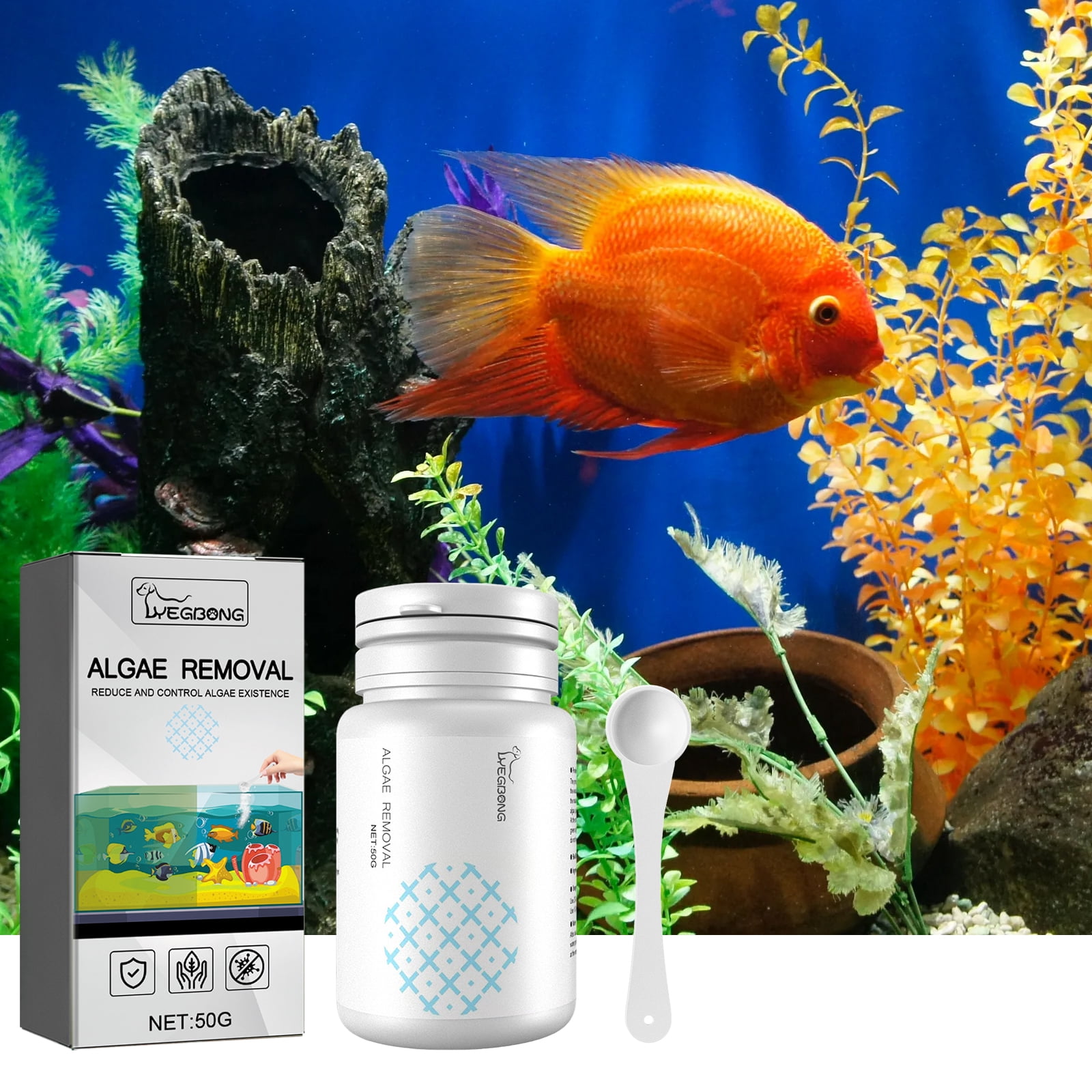 Algae and moss remover, aquarium cleaning and algae removal agent, fish ...