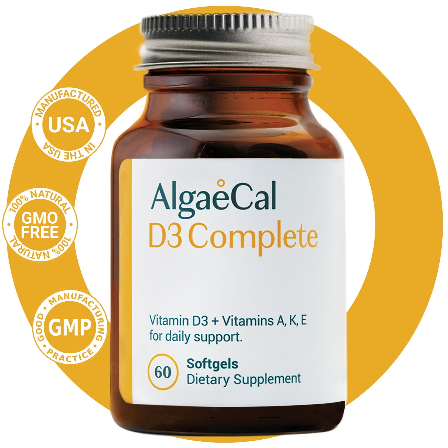 AlgaeCal D3 Complete - ADEK 4in1 Vitamins with D3, A, E & K2 for ...