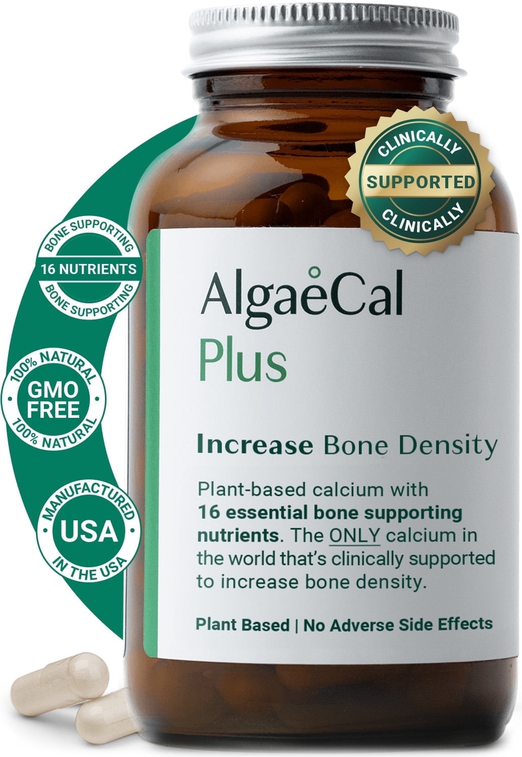 AlgaeCal Plus - Clinically Supported Calcium Supplement for Bone Density & Health Formula with ...