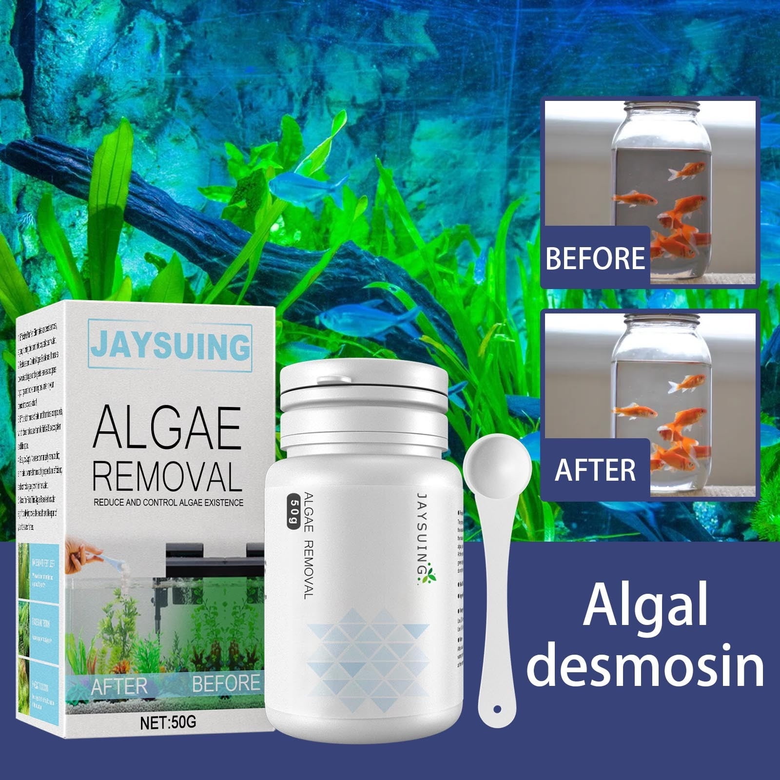 Algaecide Powder for Small Ponds and Water Features, Removal Kills and ...