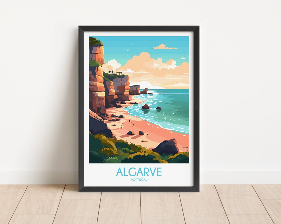 Algarve Coast Poster Portugal Scenic Beach Wall Art, Unframed Canvas ...