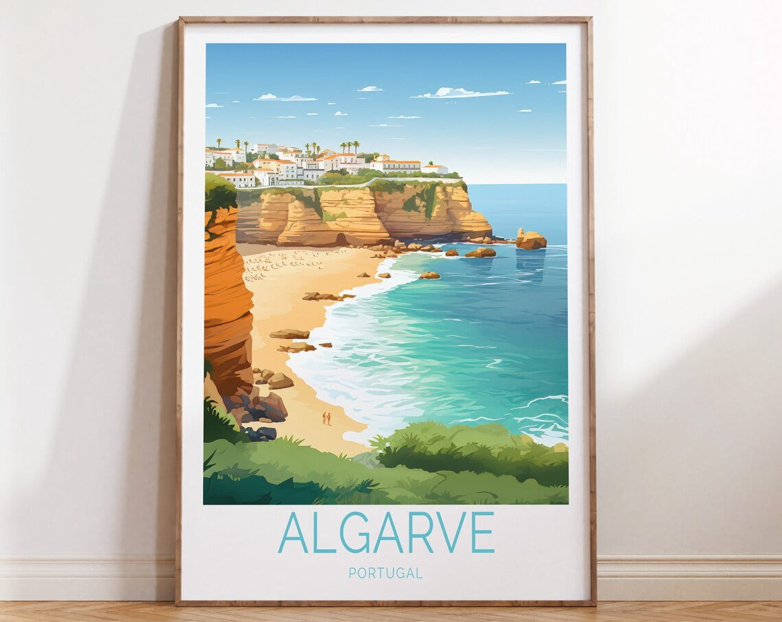 Algarve Faro District Portugal Travel Poster, Algarve Travel Poster ...