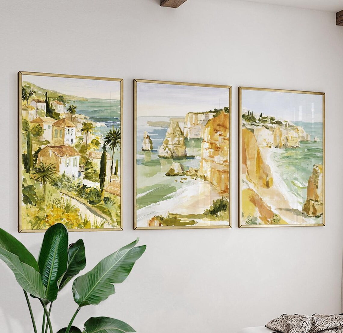 Algarve Portugal Coastal Beach Vintage Japanese Style Wall Art Set 3 ...