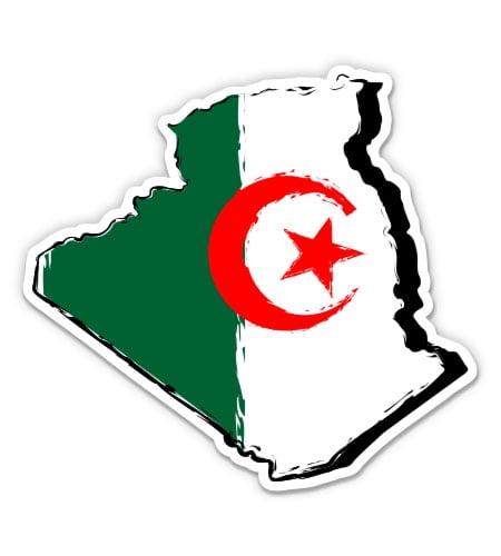Algeria Flag Country Shape - 3" Vinyl Sticker - For Car Laptop Water ...