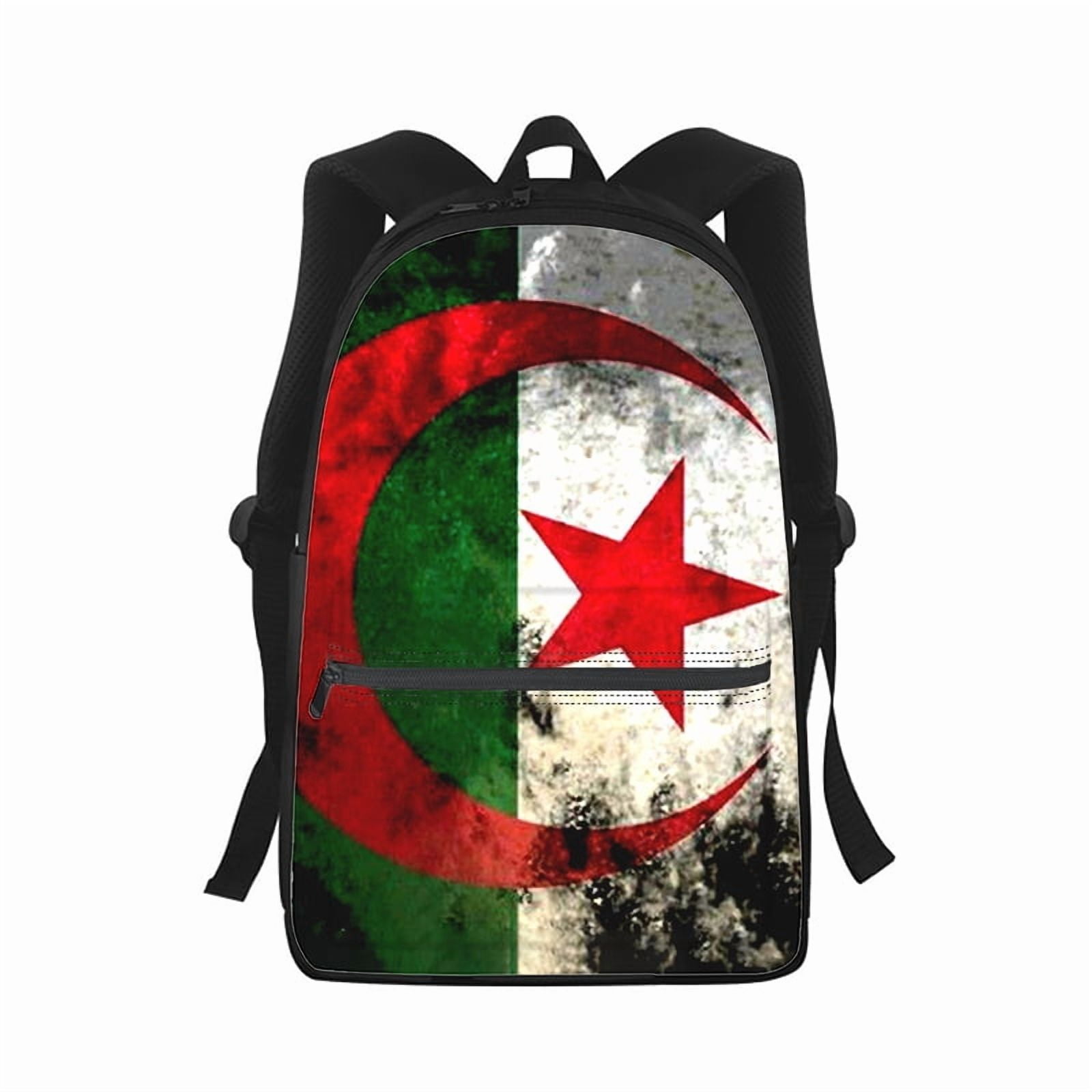 Algeria Flag Men Women Backpack 3D Print Fashion Student Bag Laptop ...