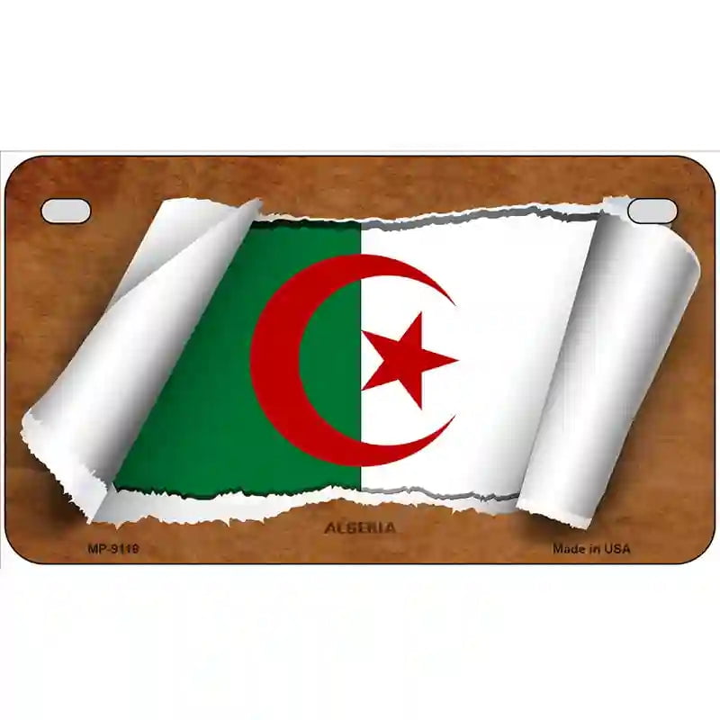 Algeria Flag Scroll Metal Novelty License Plate 7" x 4" Motorcycle ...
