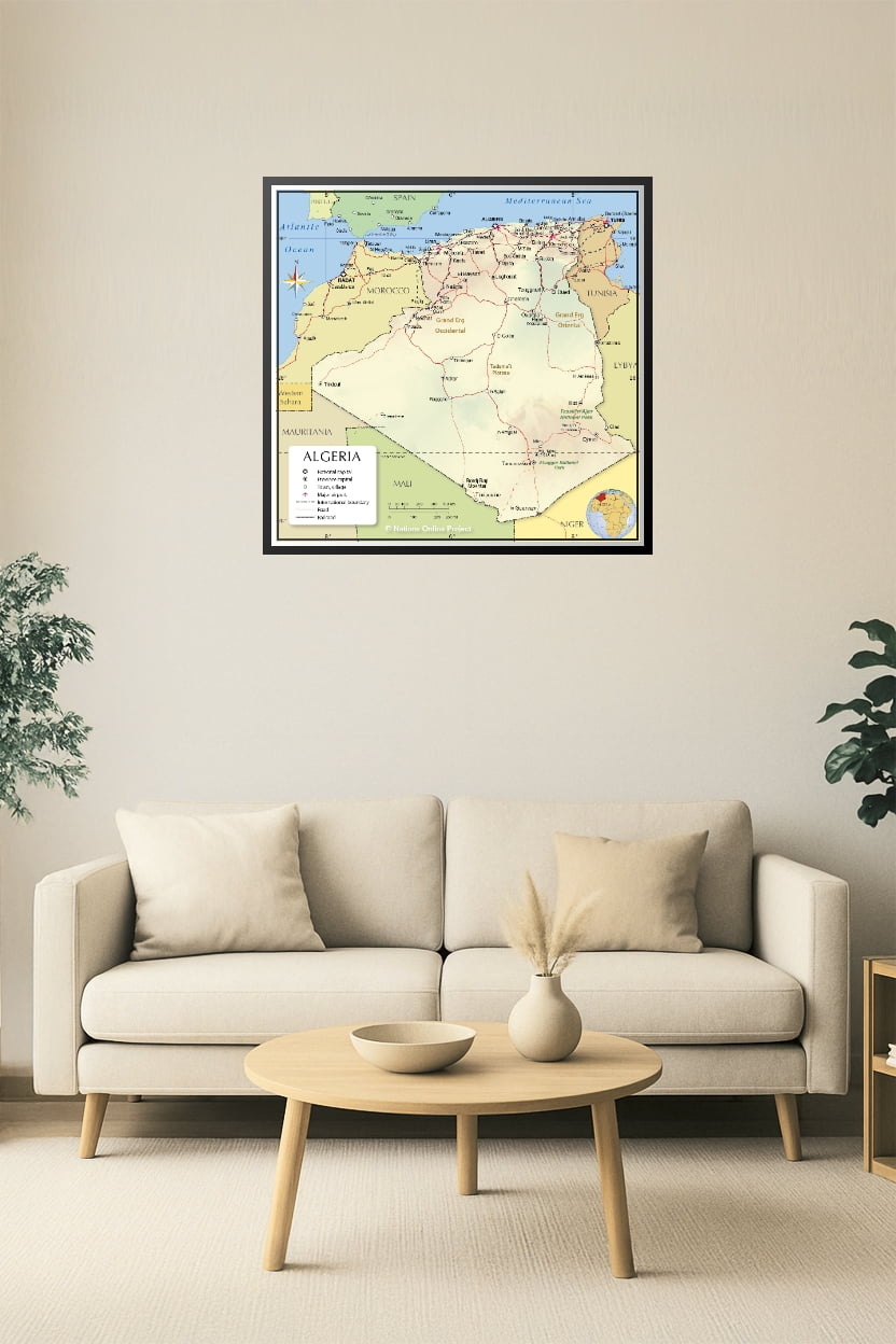 Algeria Political Map Poster – Detailed Country Wall Art | North Africa ...