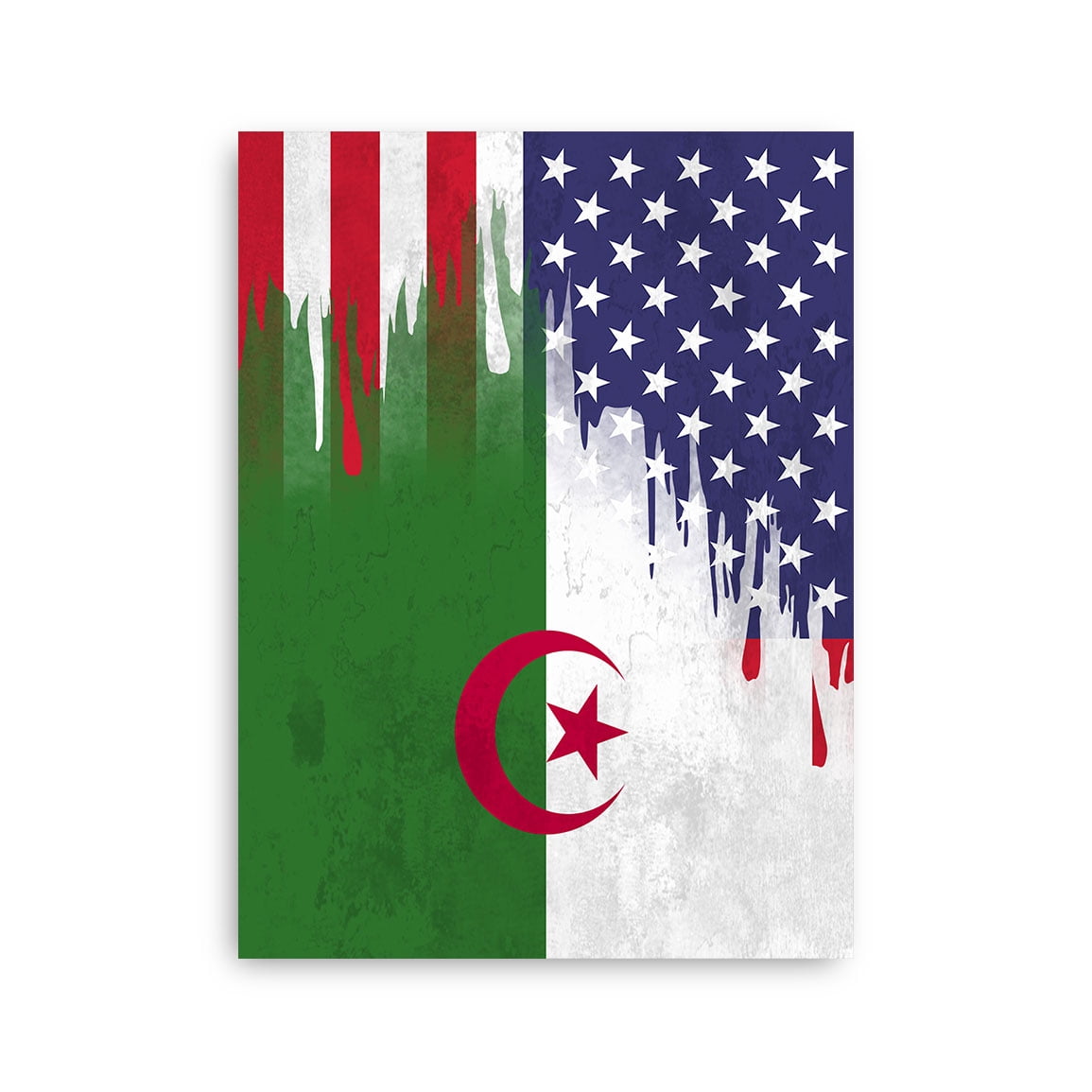 Algerian American Flag Wall Art Friendship USA Algeria Roots Posters ...