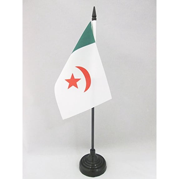 Algerian National 1960 Table Flag 4'' x 6'' plastic stick and base ...