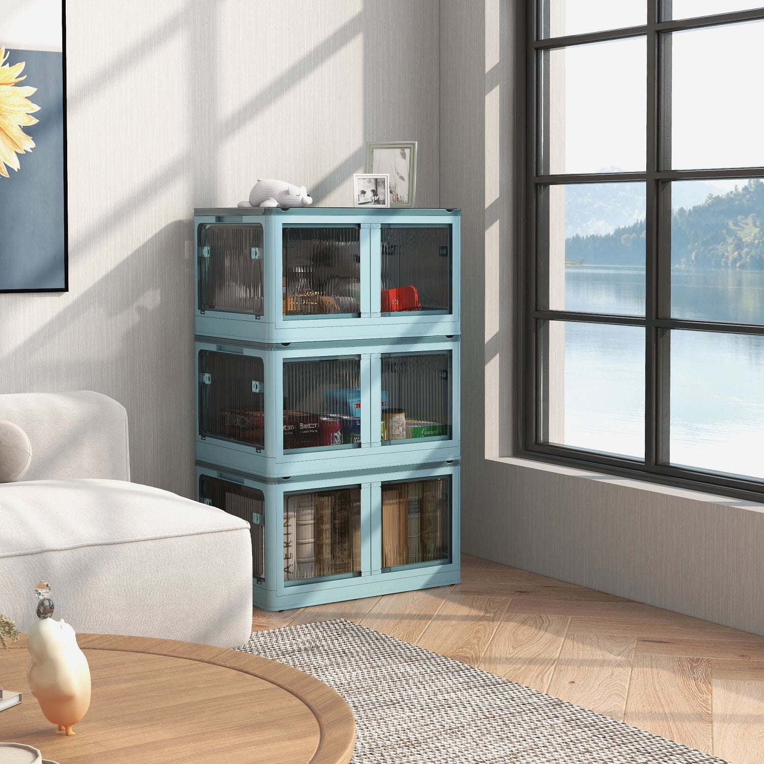 Algherohein 3-Tier Collapsible Storage Bins with Lids and Wheels ...