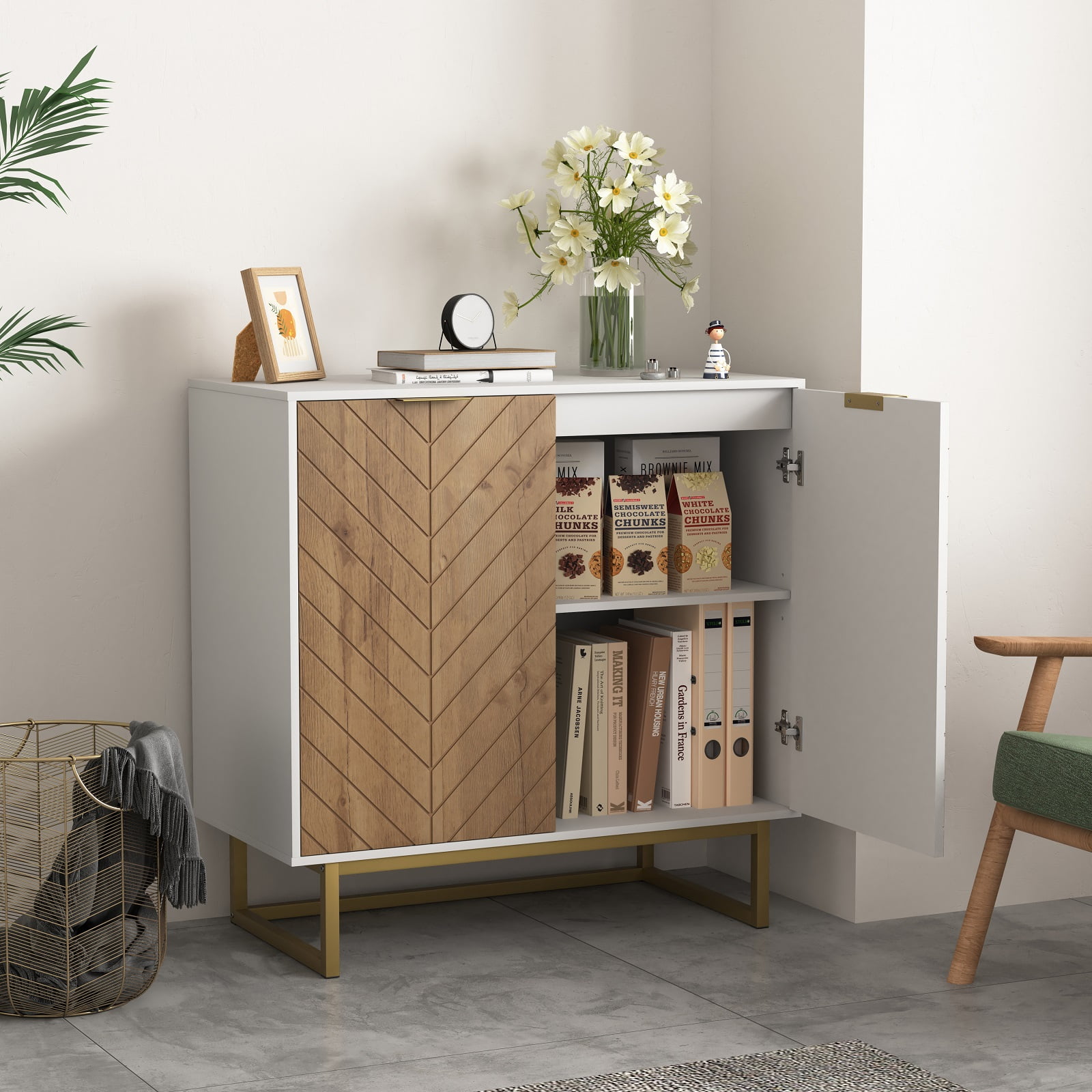 Algherohein Modern Storage Cabinets with Doors and Shelf,Kitchen ...