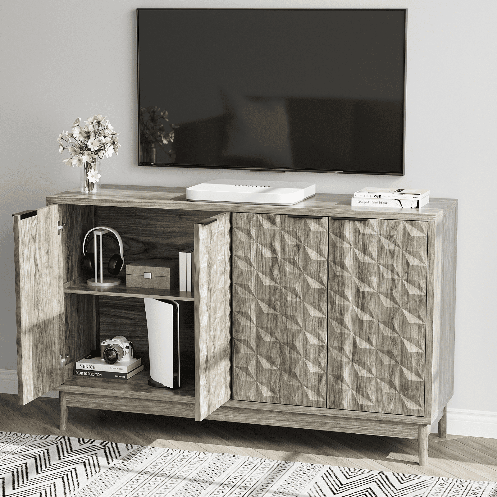 Algherohein Sideboard Buffet Cabinet with Storage,Cabinet with Doors ...