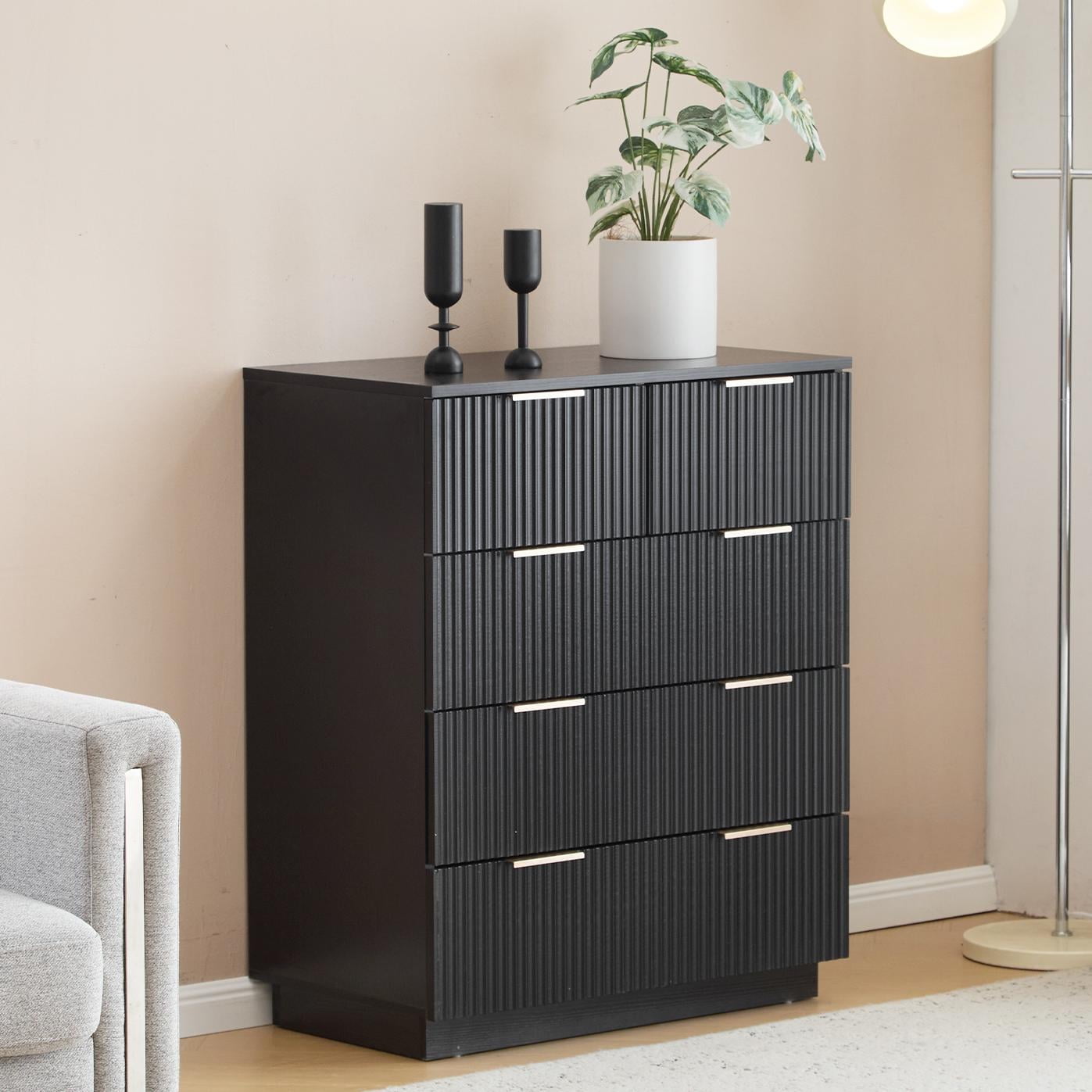 Algherohein Small Dresser with 5 Drawer,Black Dressers for Bedroom ...