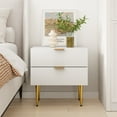 Algherohein White Nightstand for Bedroom with Wave Pattern,Wood End ...