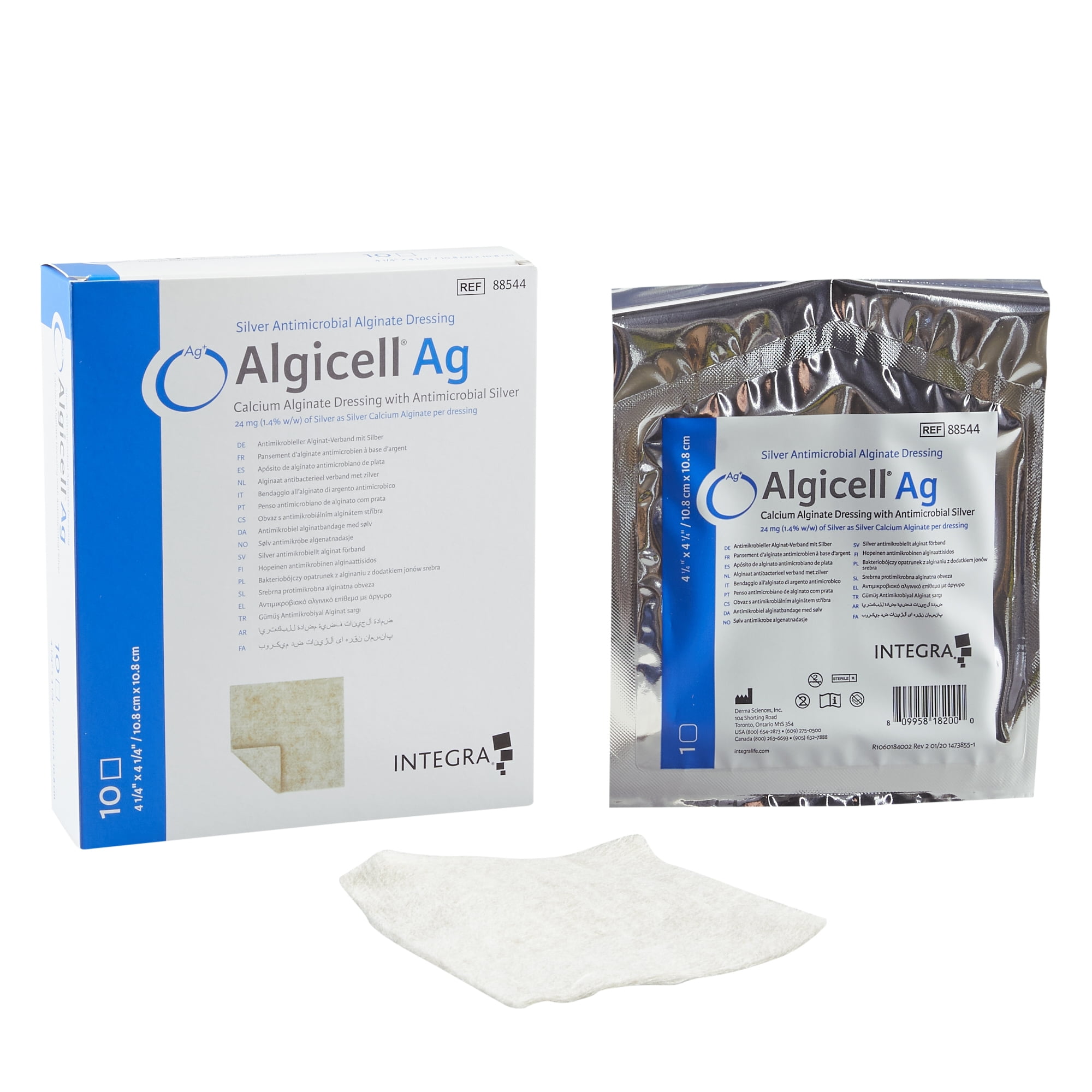 ALGICELL Ag Calcium Alginate Dressing with Antimicrobial Silver, 4 1/4 ...