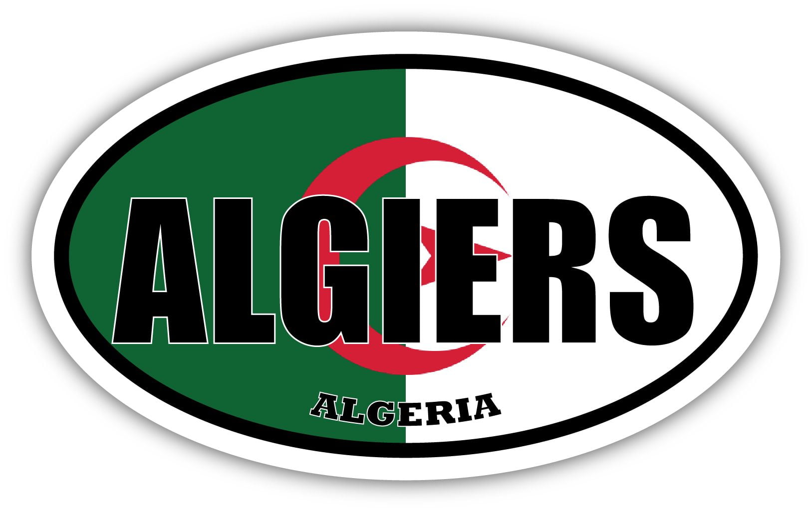 Algiers Algeria Flag Oval Decal Vinyl Bumper Sticker 3x5 inches ...