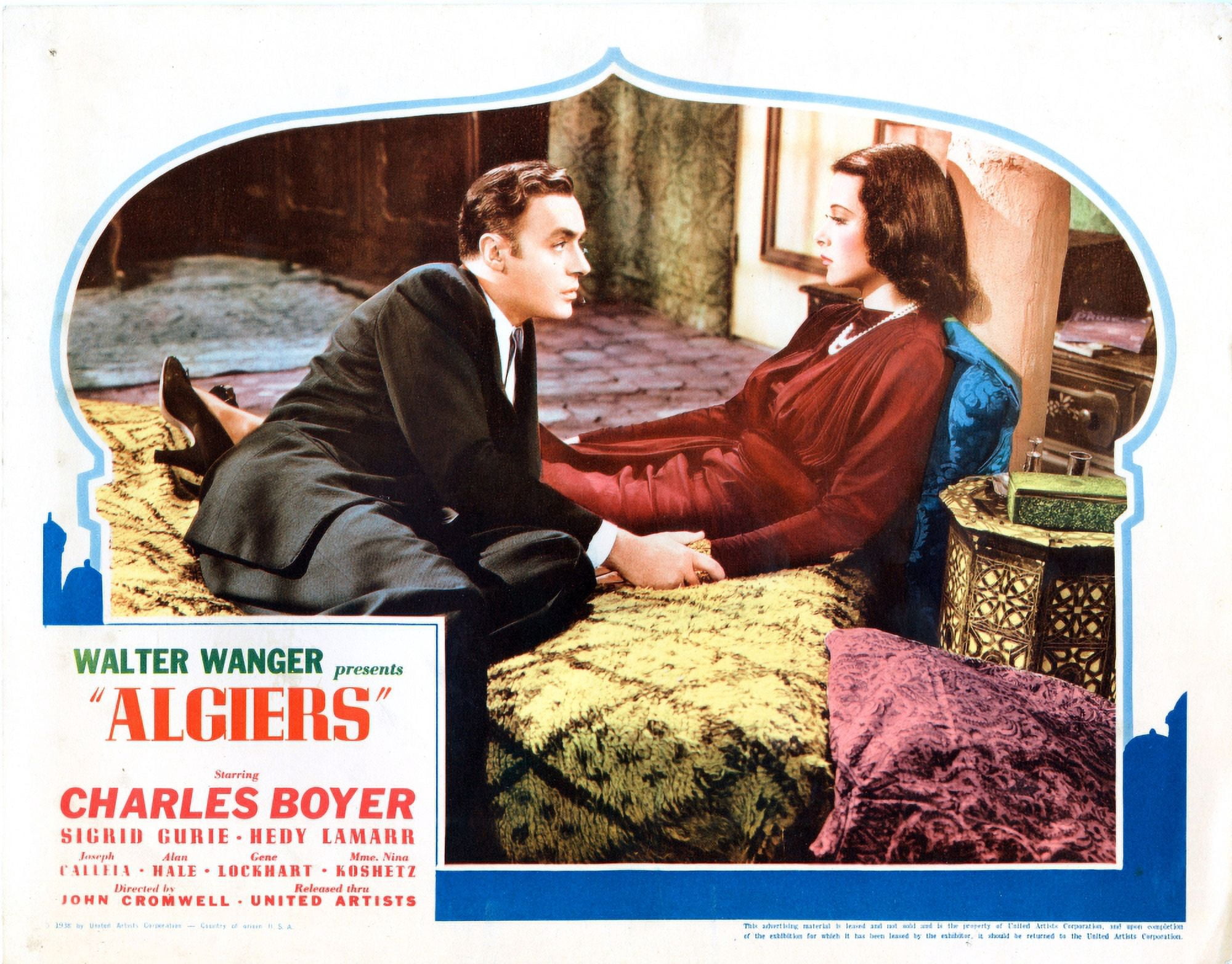 Algiers Lobbycard From Left: Charles Boyer Hedy Lamarr 1938 Movie ...