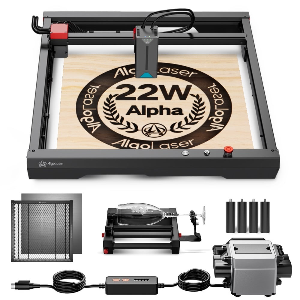 Algo Alpha Laser Engraver with Rotary Head, 22W Output Power, High ...