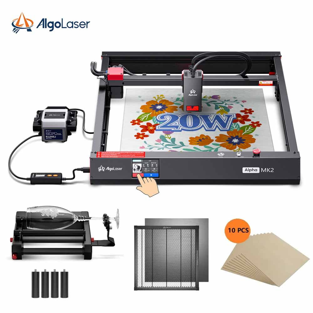 Algo Alpha MK2 All-in-One 22W Engraver, Smart Touch Screen, Air Assist ...