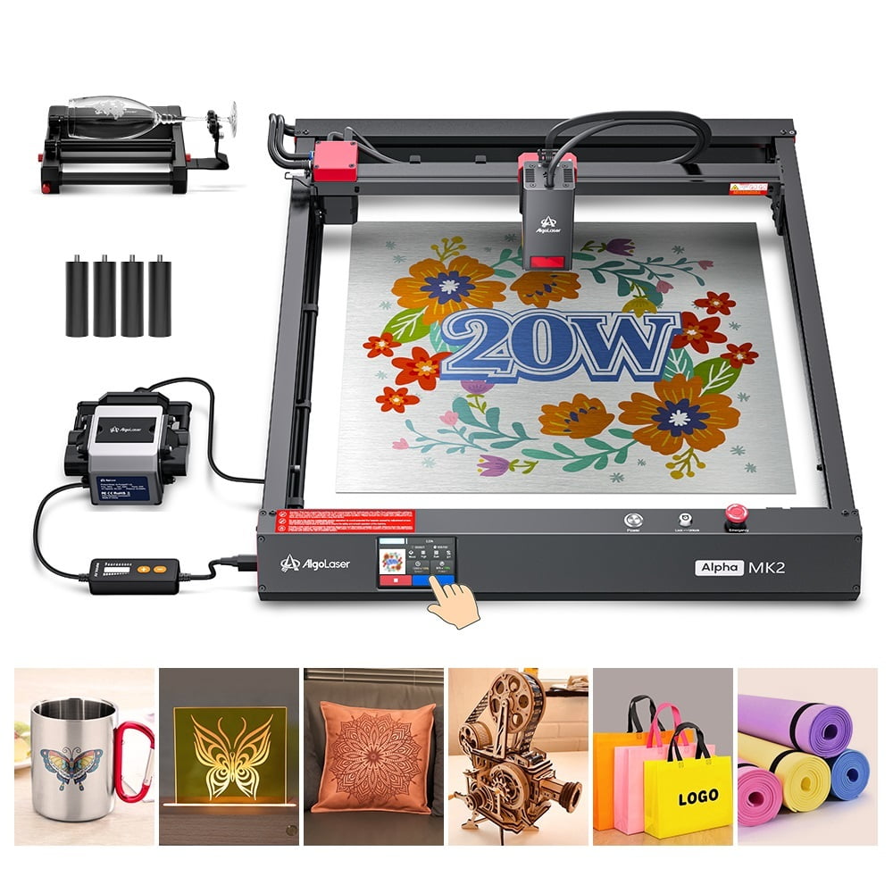 Algo MK2 20W Higher Accuracy Engraver and Cutter with Air Assist&Rotary ...