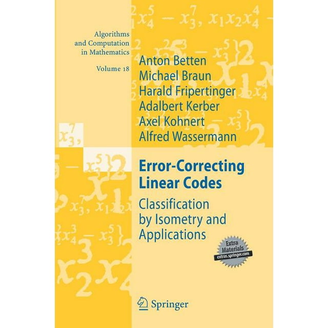 Algorithms And Computation In Mathematics Error Correcting Linear Codes Classification By