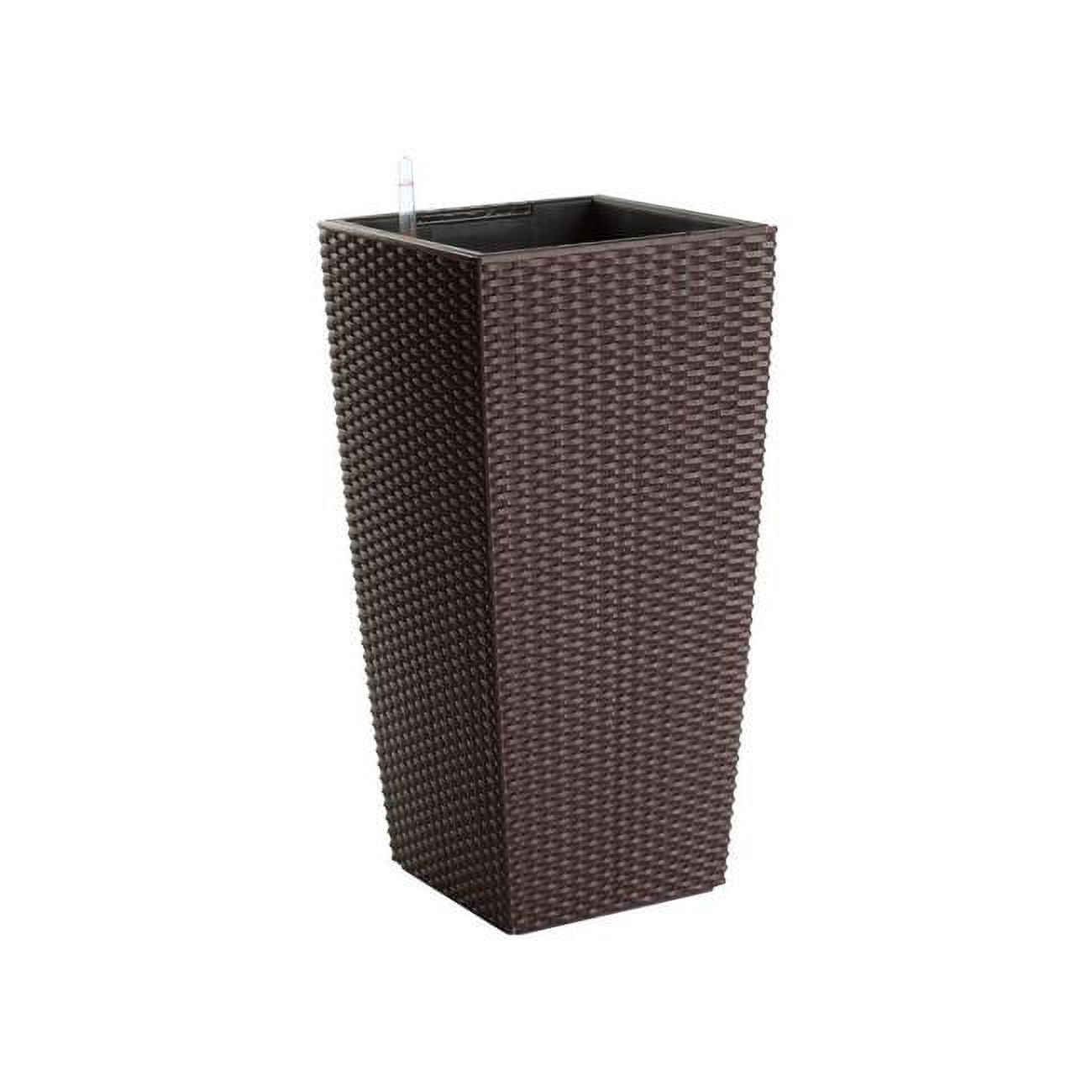 Algreen Wicker 22-In. Square Taper Planter, Self-Watering, Rattan ...
