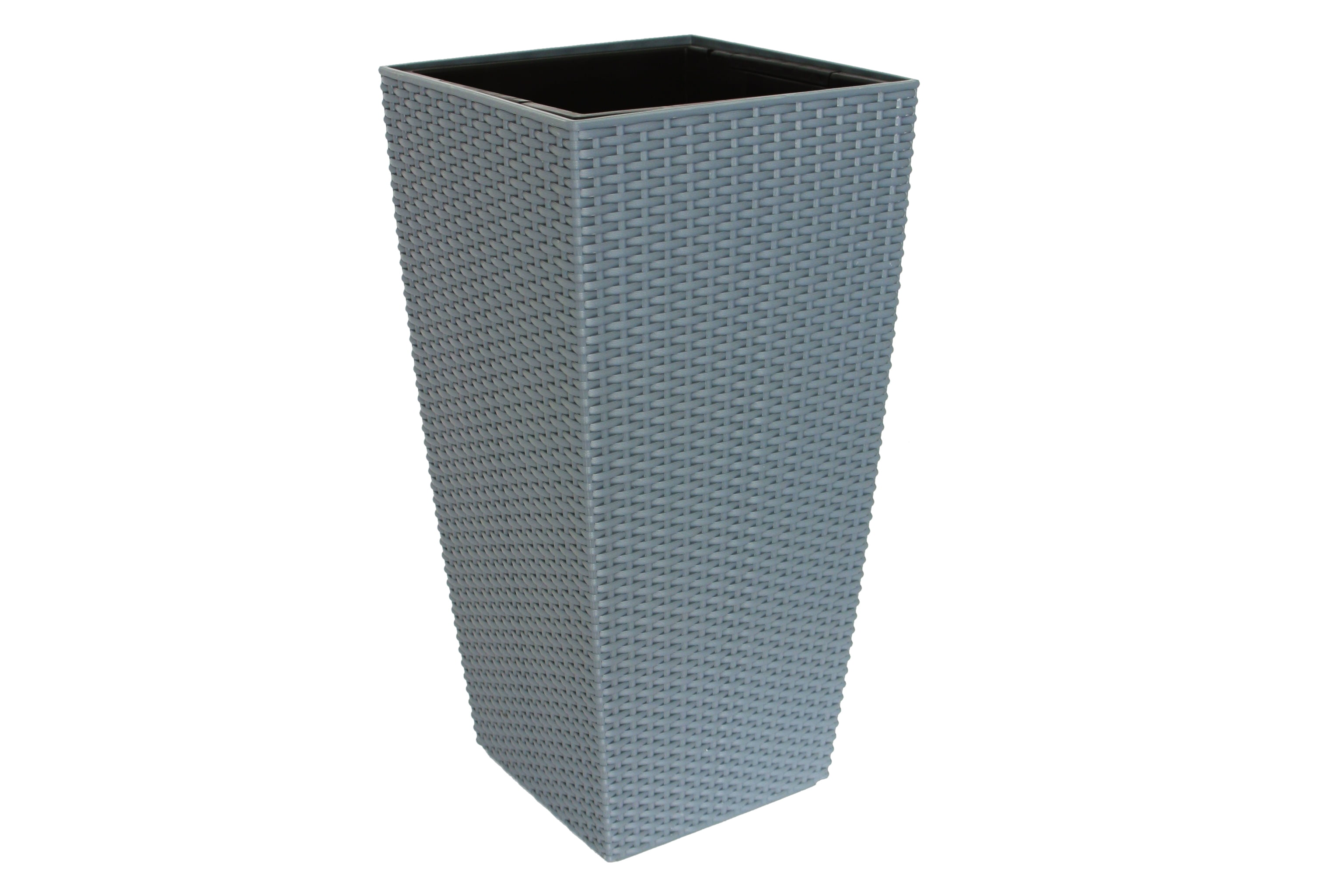 Algreen Wicker 22-In. Square Taper Planter, Self-Watering, Rattan Gray ...